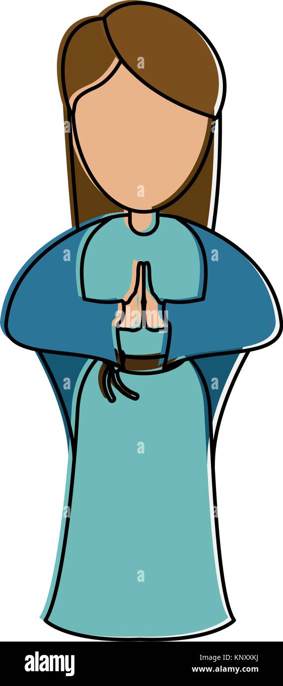 Virgen María Cartoon Icono Ilustración Vectorial Diseño Gráfico Imagen