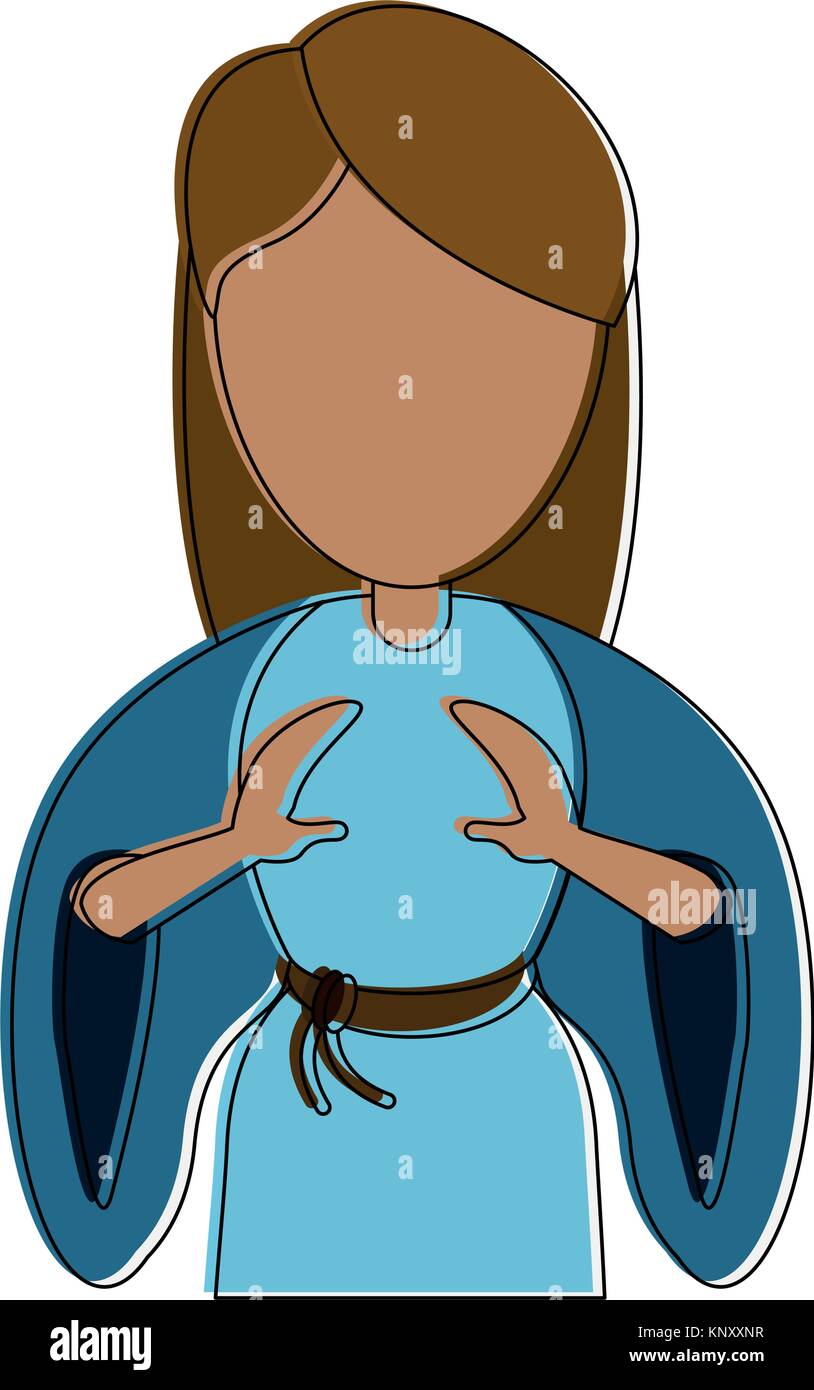 Virgen María Cartoon Icono Ilustración Vectorial Diseño Gráfico Imagen