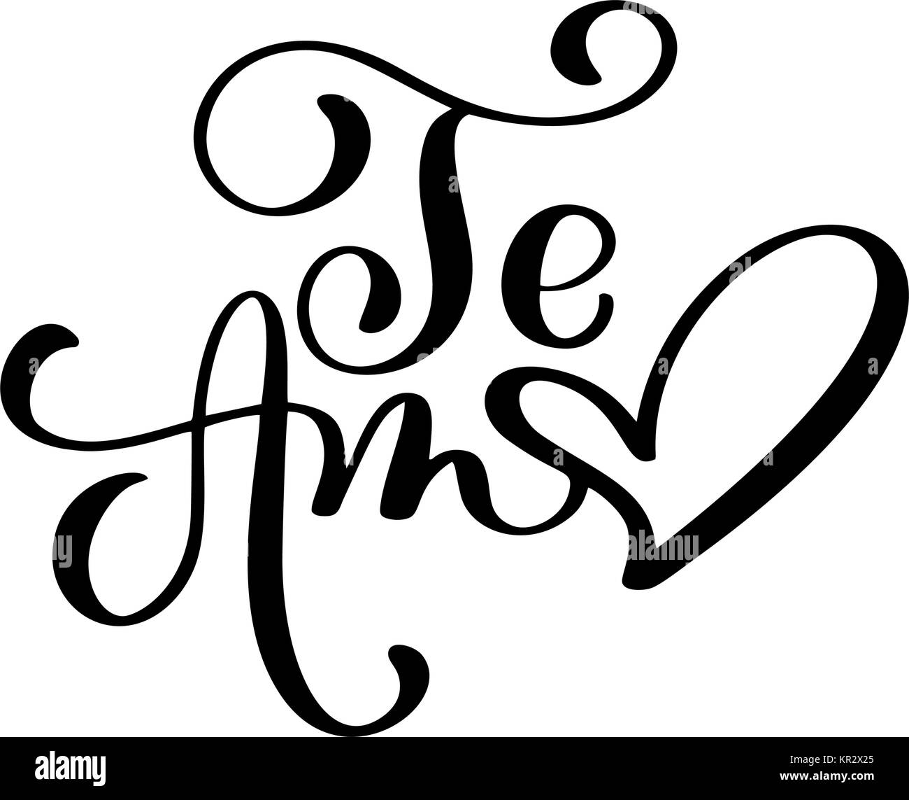 Te Amo Te Amo Texto Español Vector Caligrafía Rotulación Para Tarjetas