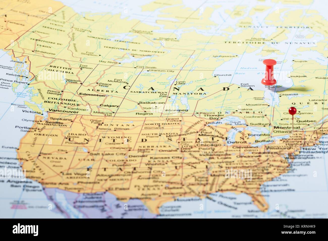 Mapa De Los Estados Unidos Con Chincheta