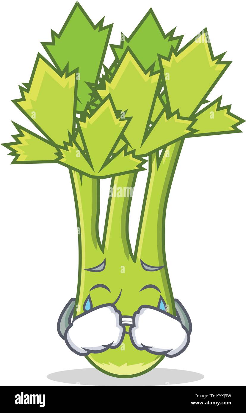 Llorando Apio Mascota Estilo De Dibujos Animados Imagen Vector De Stock