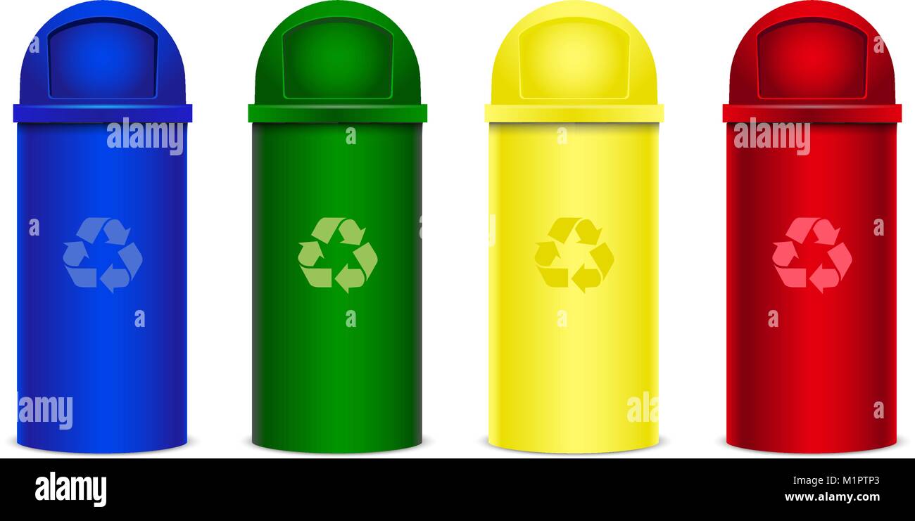 Conjunto De Papeleras De Reciclaje De Basura O Basura Iconos