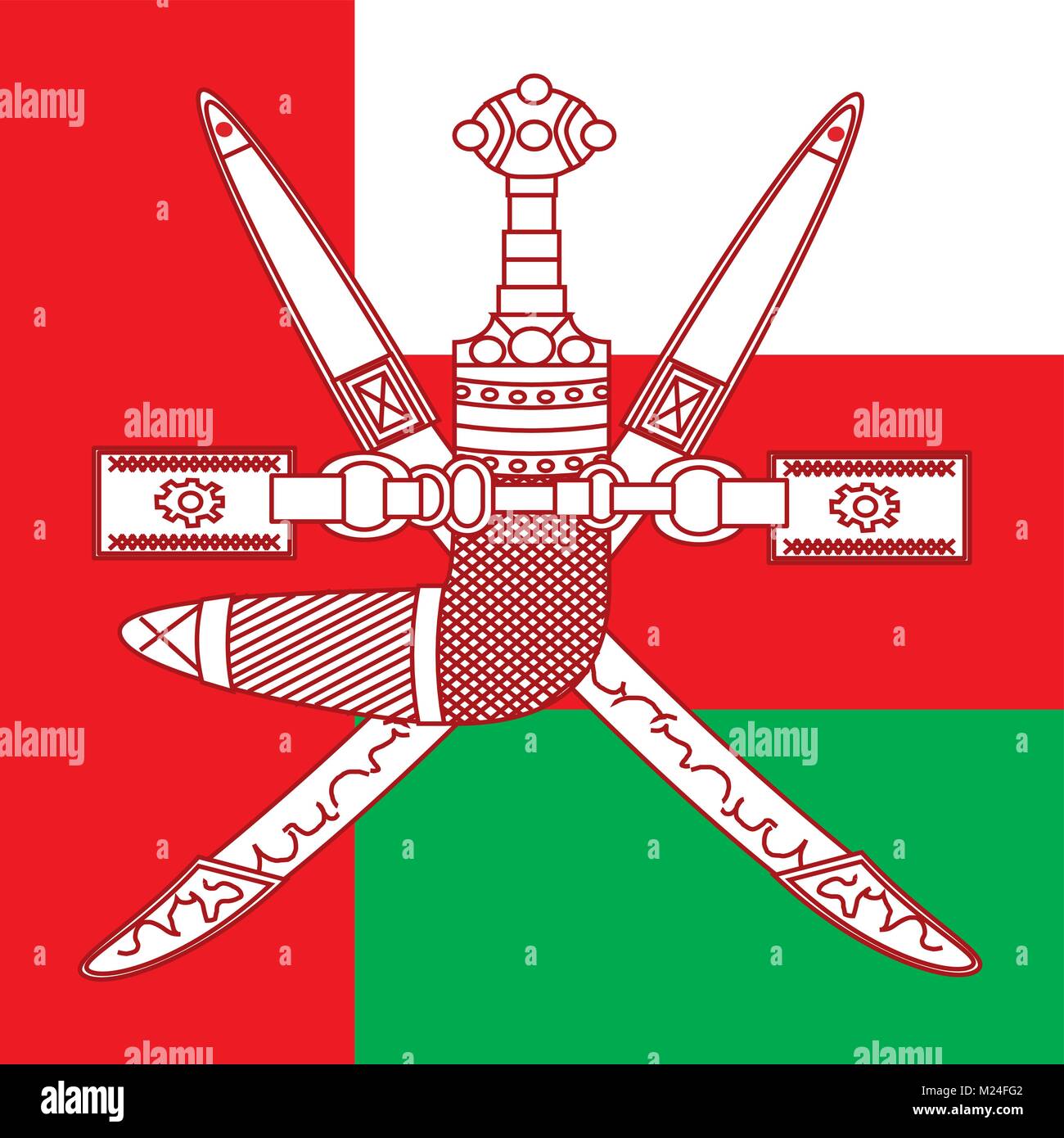 Omán Escudo Y Bandera Símbolos Oficiales De La Nación Imagen Vector De