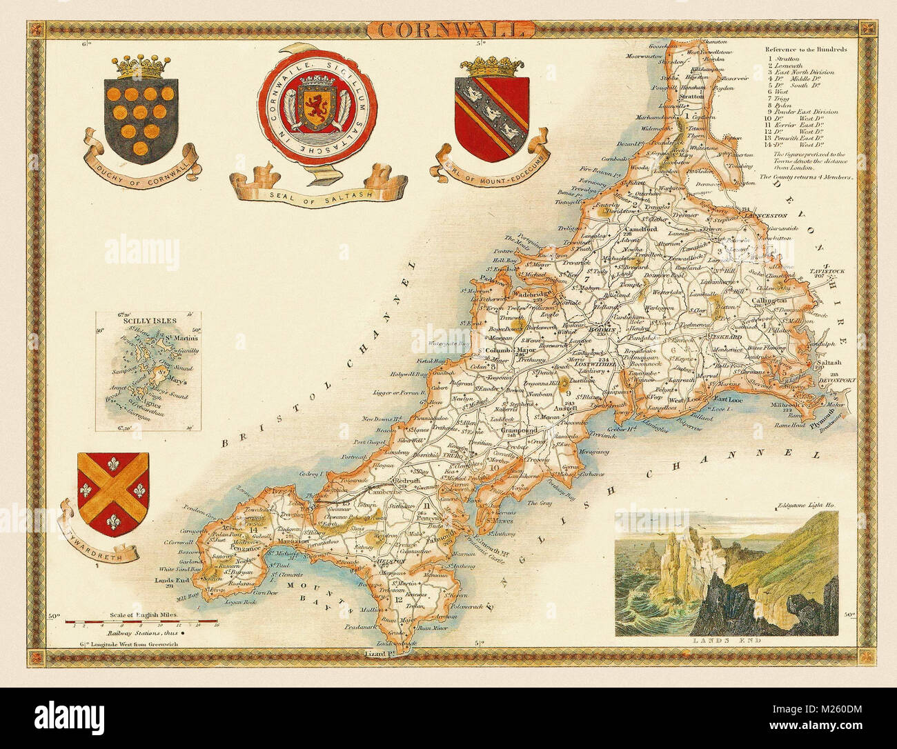 Old map of cornwall fotografías e imágenes de alta resolución - Alamy