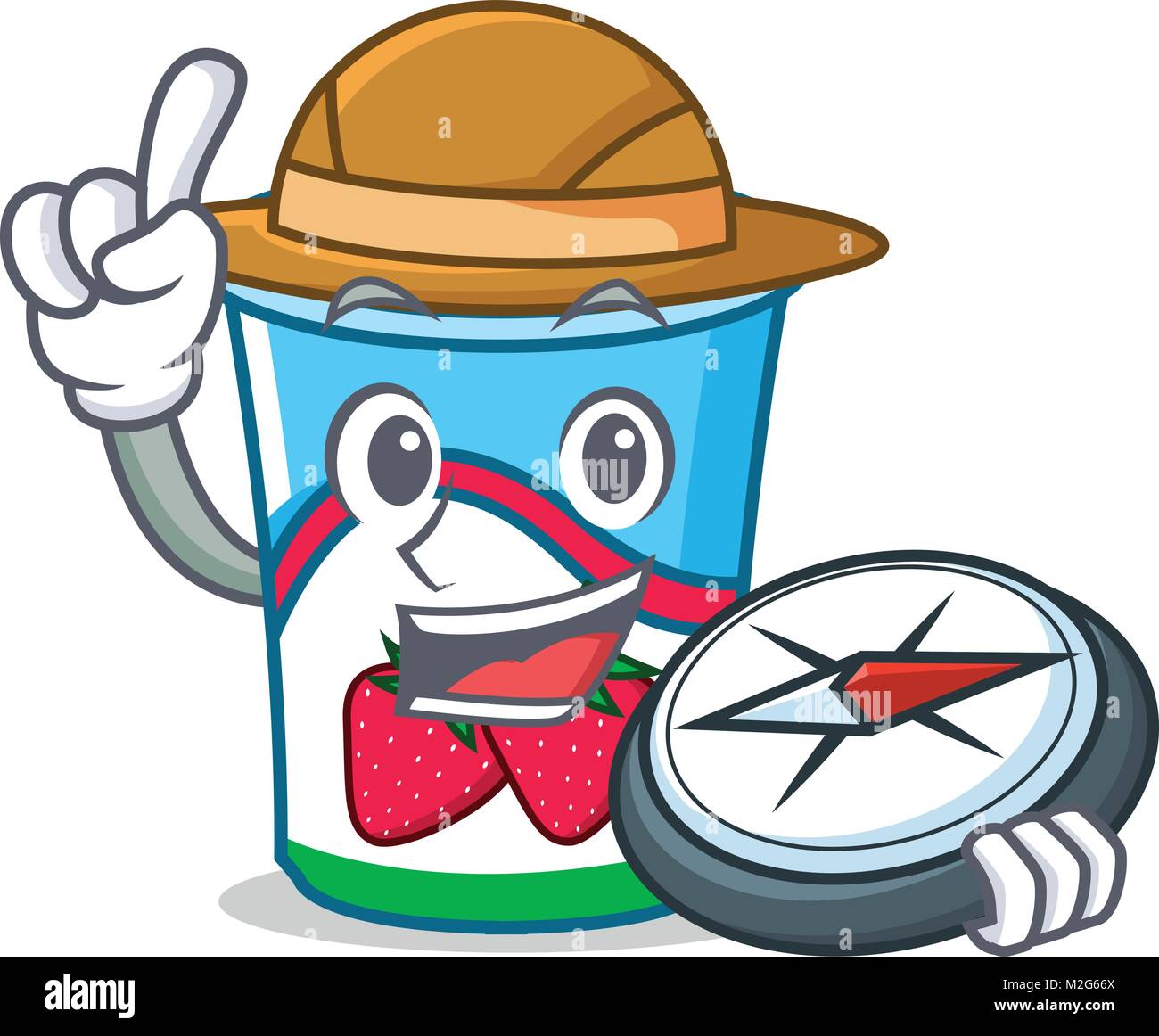 Explorer Yogur Mascota Estilo De Dibujos Animados Imagen Vector De