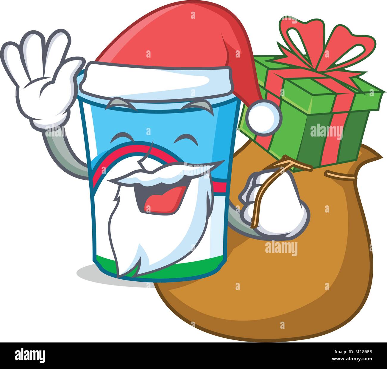Santa Con Don Yogur Mascota Estilo De Dibujos Animados Imagen Vector De