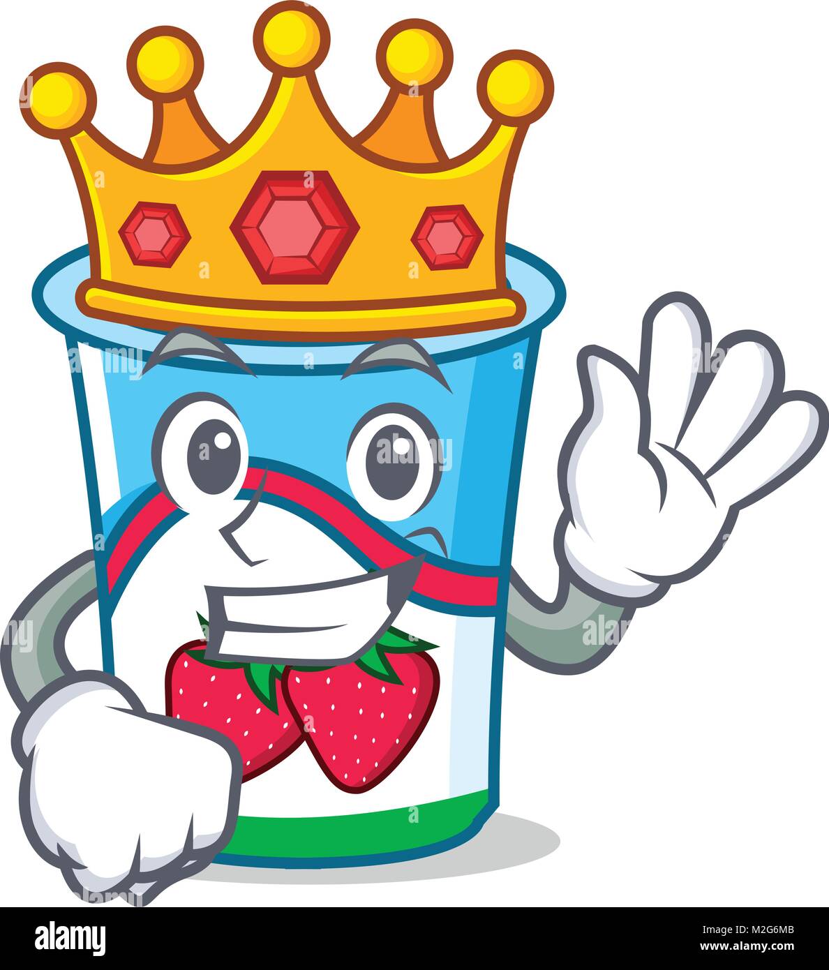 Rey Yogur Mascota Estilo De Dibujos Animados Imagen Vector De Stock Alamy