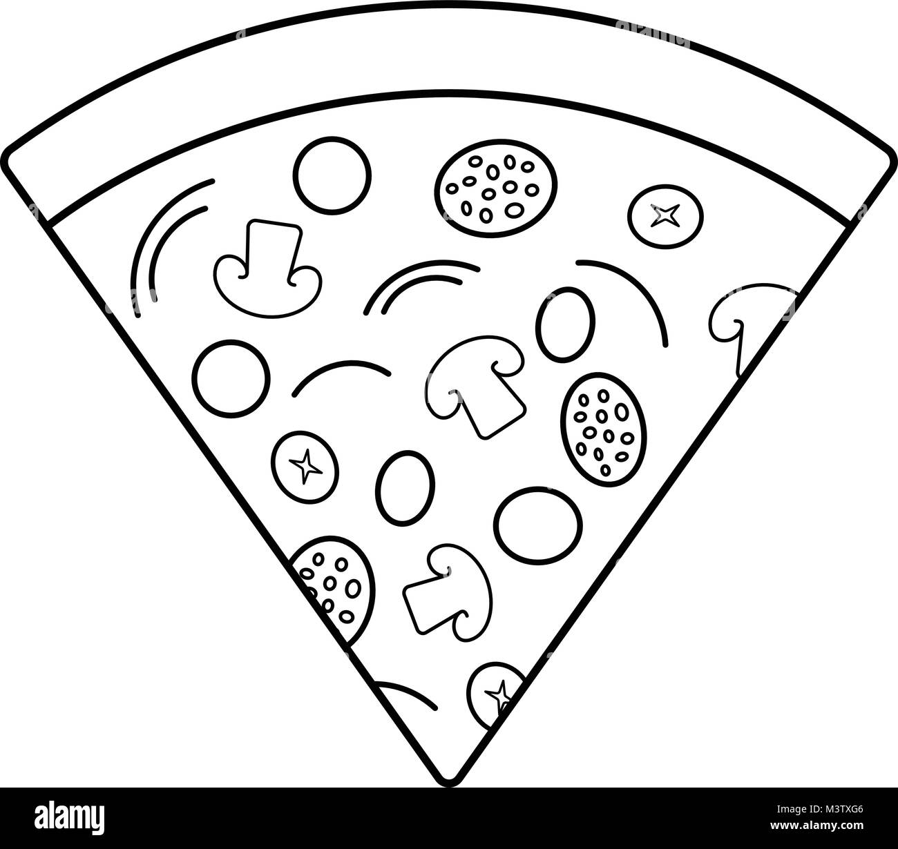 Porcion De Pizza Para Colorear Pizza Hand Drawn Vector Illustration