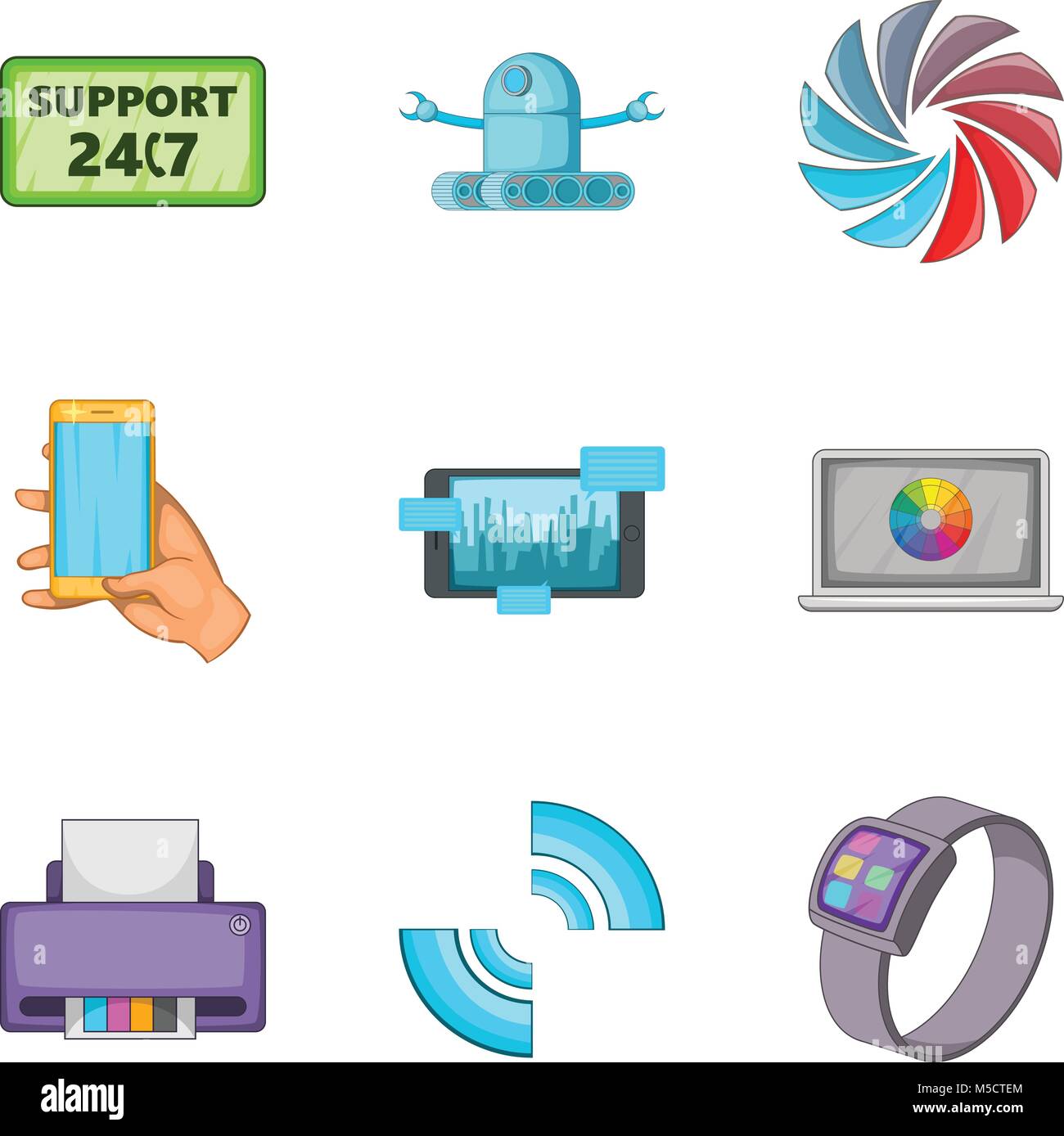 Configuración de iconos, estilo de dibujos animados Imagen Vector de ... Configuración de iconos, estilo de dibujos animados Imagen Vector de ...