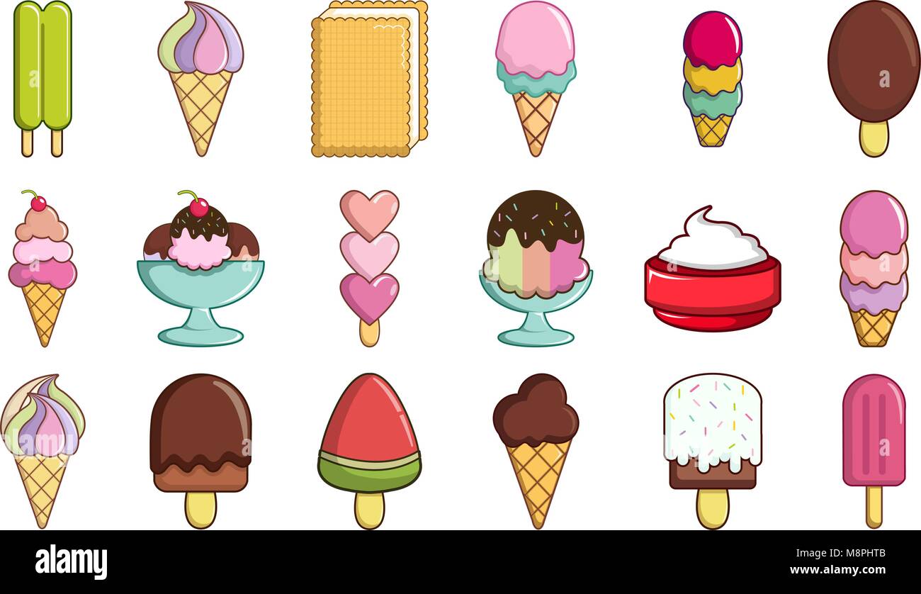 Helados Conjunto De Iconos De Estilo De Dibujos Animados Imagen Vector