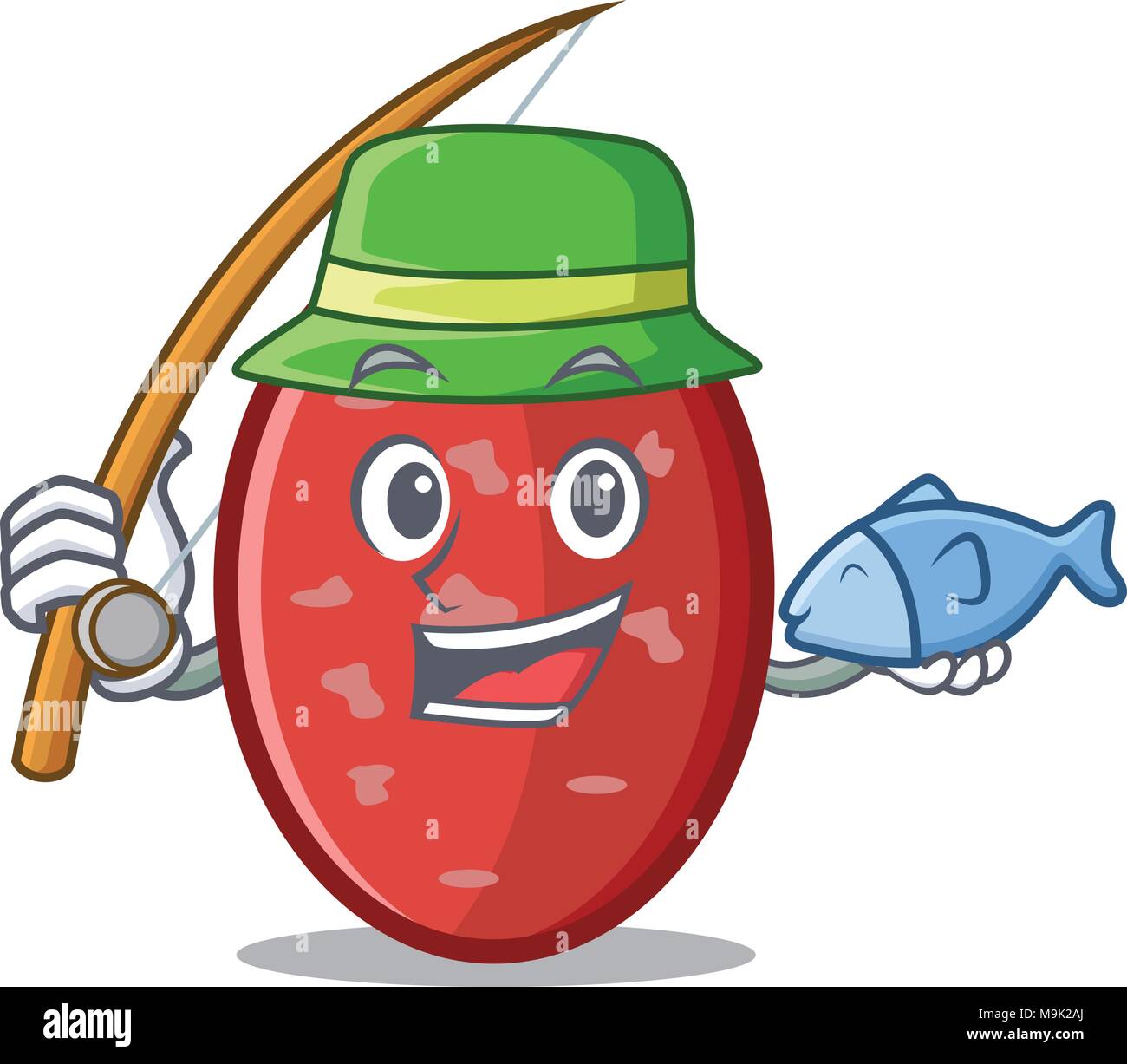 La Pesca Salami Mascota Estilo De Dibujos Animados Imagen Vector De