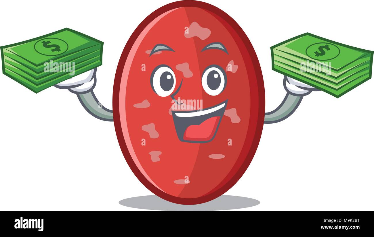 Con Dinero Salami Mascota Estilo De Dibujos Animados Imagen Vector De