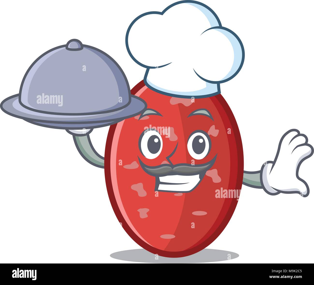 Chef Con Salami Mascota Alimentos Estilo De Dibujos Animados Imagen