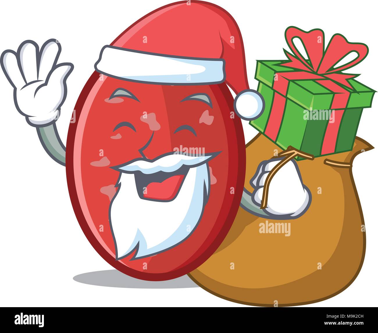 Santa Con Regalo Mascota Salami Estilo De Dibujos Animados Imagen