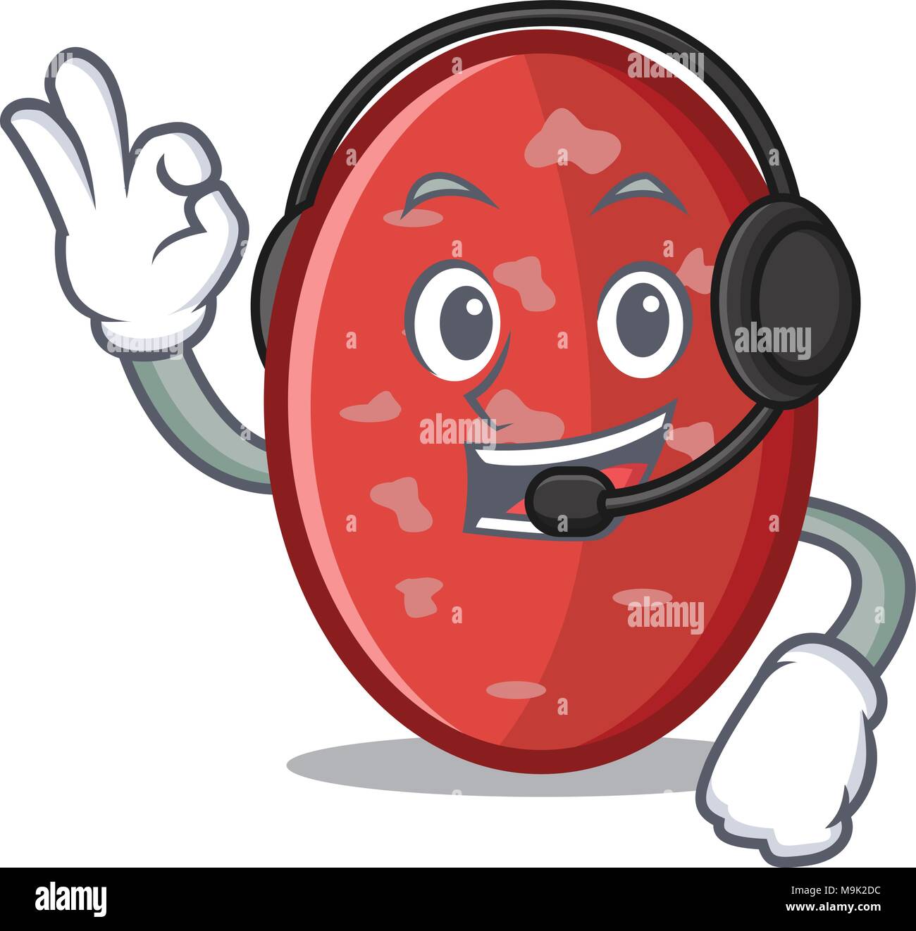 Auriculares Con Salami Mascota Estilo De Dibujos Animados Imagen Vector