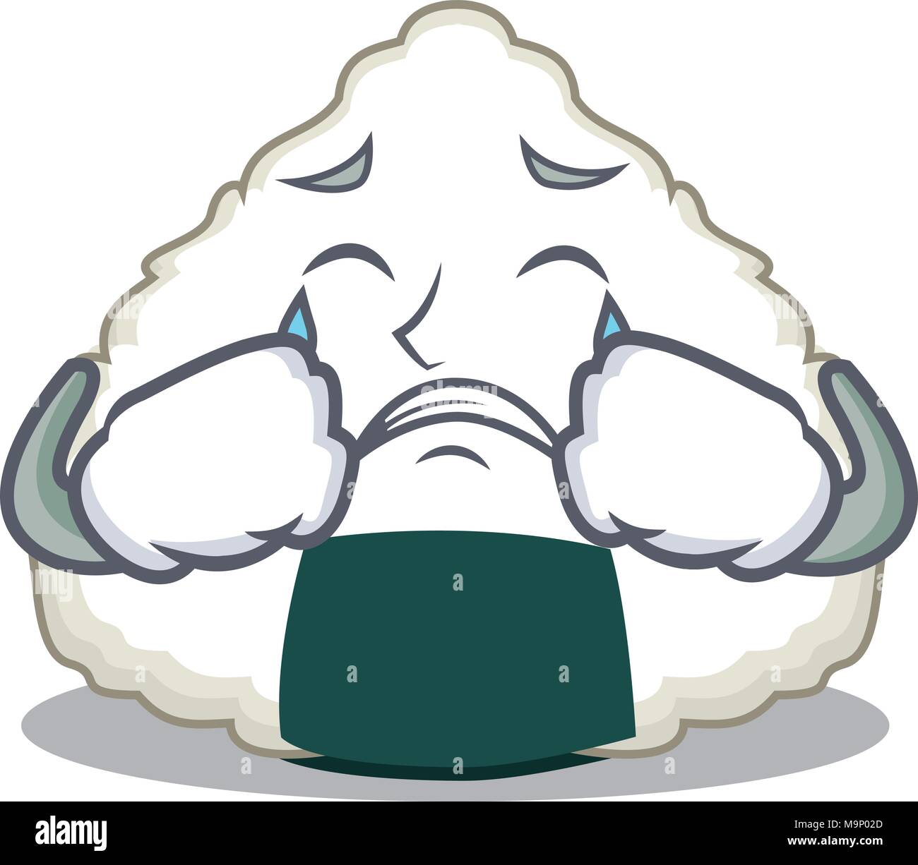 Llorando Onigiri Mascota Estilo De Dibujos Animados Imagen Vector De