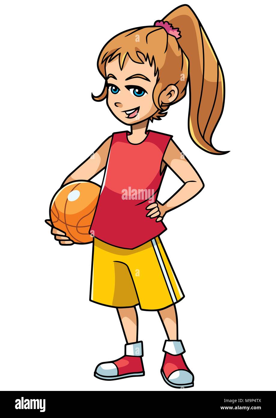 Cartoon Basketball Player Girl Smiling Fotografías E Imágenes De Alta