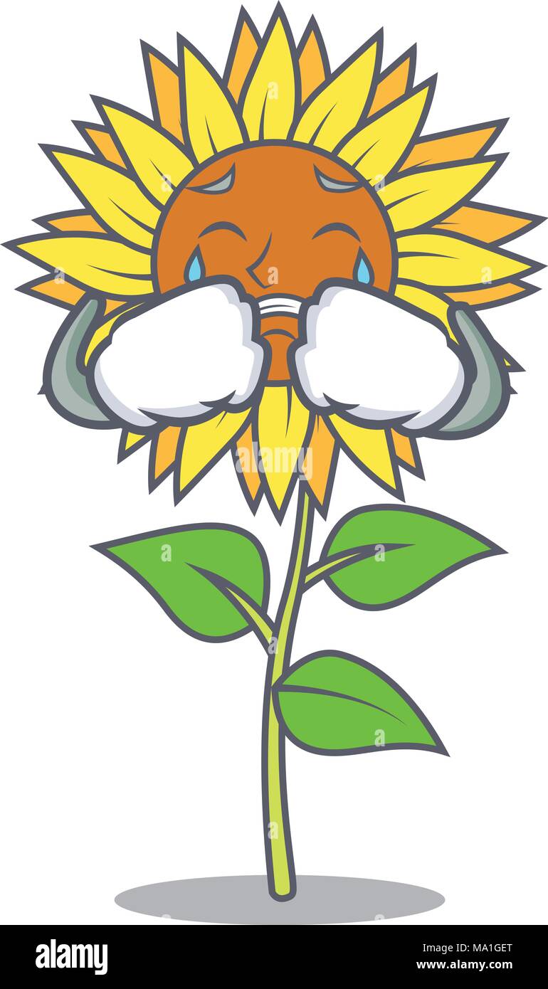Girasol Llorando Mascota Estilo De Dibujos Animados Imagen Vector De