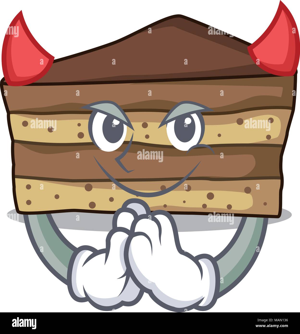 Diablo Tiramisú Mascota Estilo De Dibujos Animados Imagen Vector De
