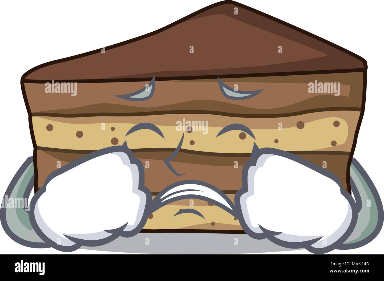 Llorando Tiramisú Mascota Estilo De Dibujos Animados Imagen Vector De