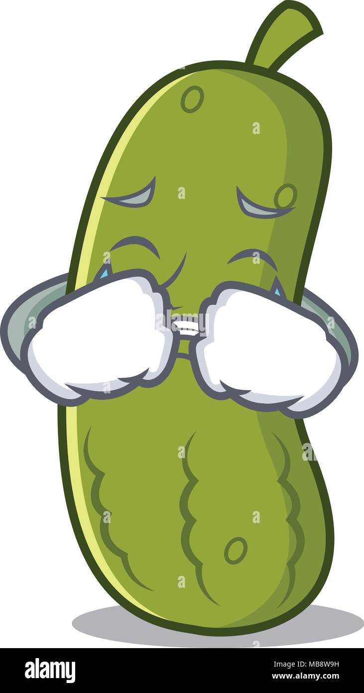 Llorando Pickle Mascota Estilo De Dibujos Animados Imagen Vector De