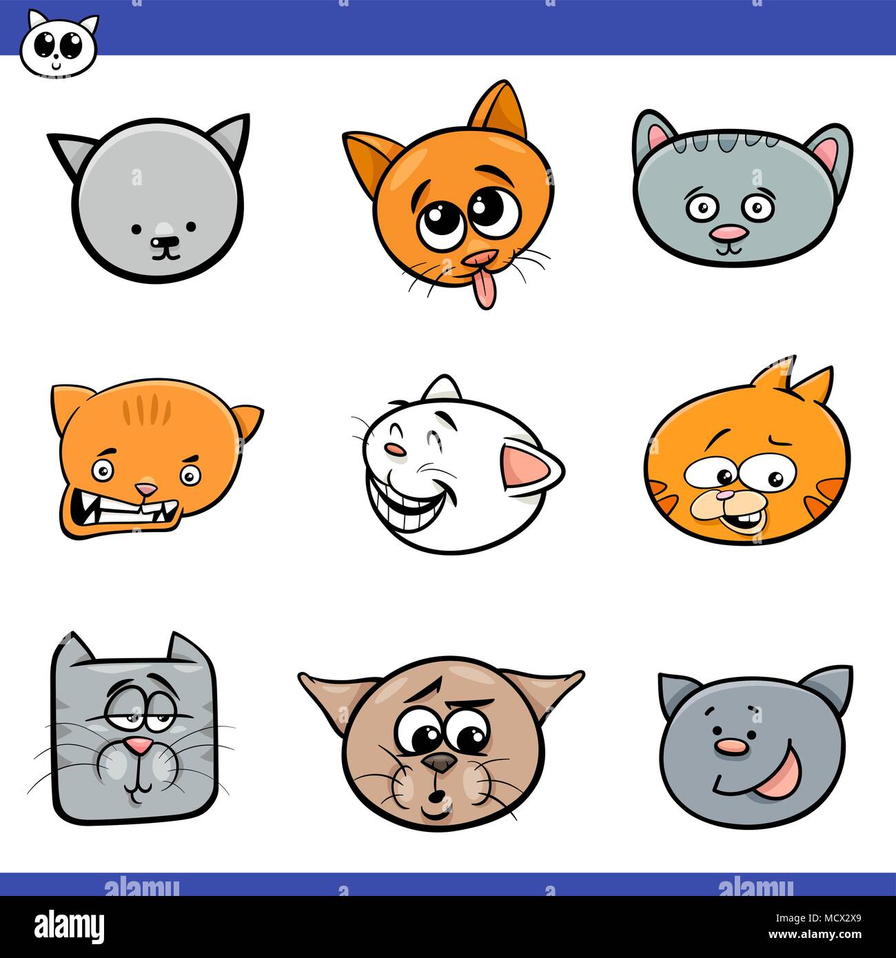 Ilustración De Dibujos Animados De Gatos Lindos Gatitos O Conjunto De