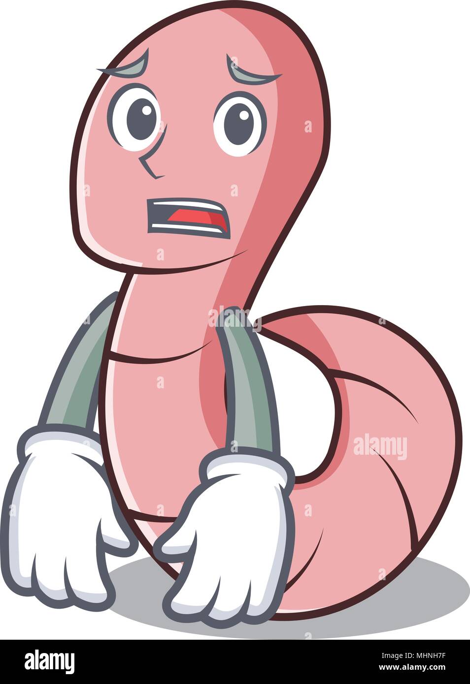 Miedo Gusano Mascota Estilo De Dibujos Animados Imagen Vector De Stock