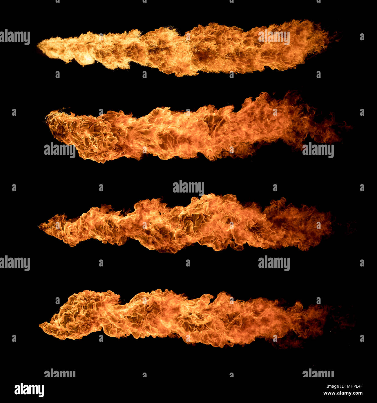 Bolas De Fuego Colección Texturas Aislado Sobre Fondo Negro Imágenes