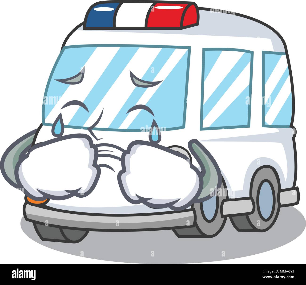 Llorando Ambulancia Mascota Estilo De Dibujos Animados Imagen Vector De