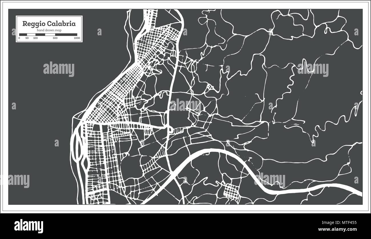 Mapa De La Ciudad De Reggio Calabria Italia En Estilo Retro Mapa De