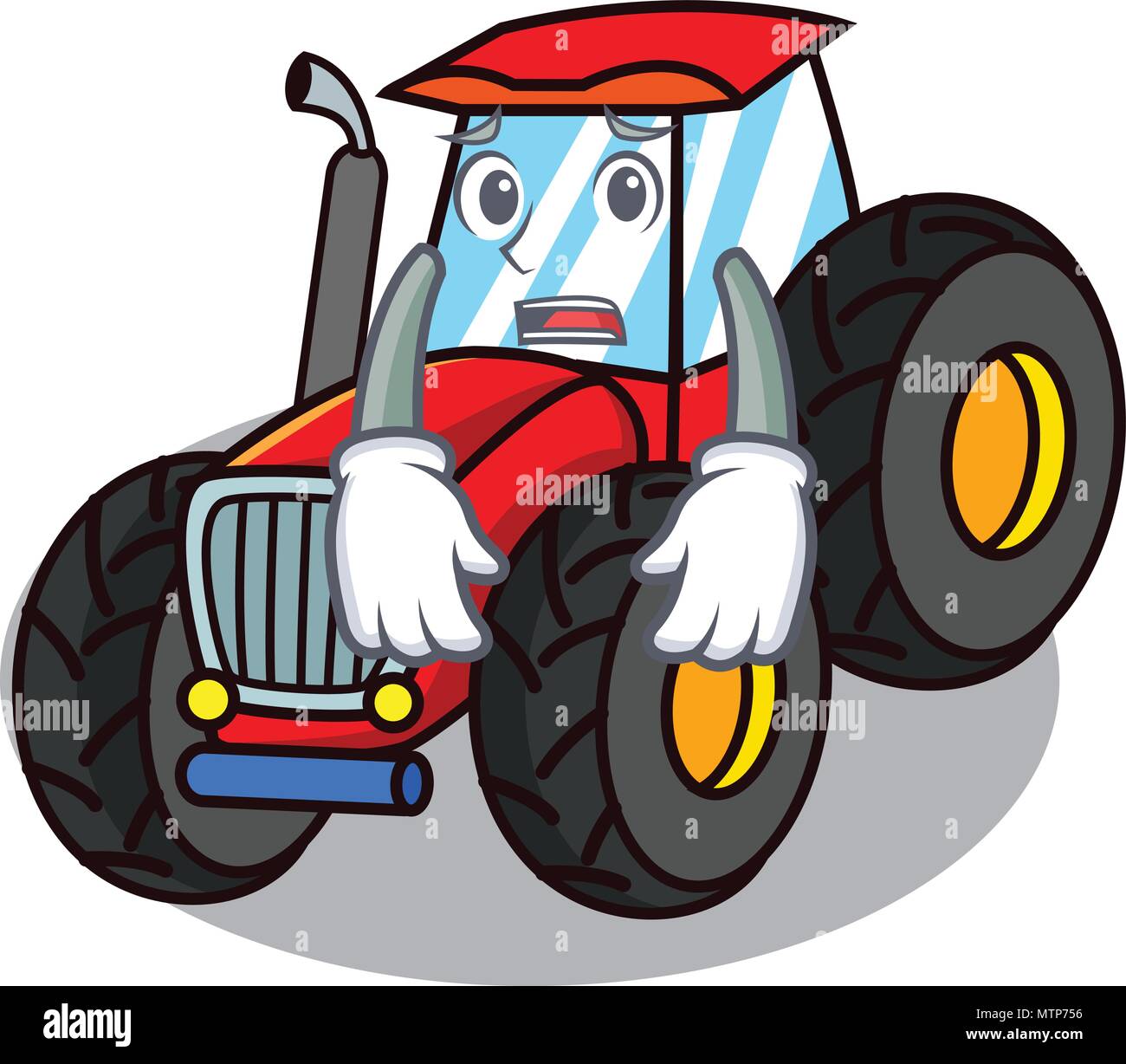 Miedo Tractor Mascota Estilo De Dibujos Animados Imagen Vector De Stock
