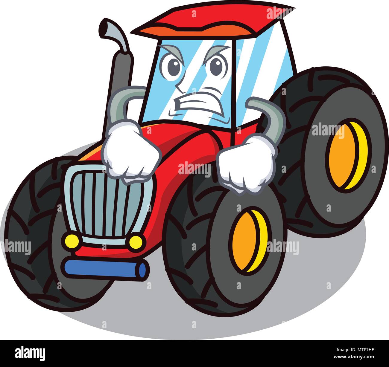 Tractor Enojado Mascota Estilo De Dibujos Animados Imagen Vector De