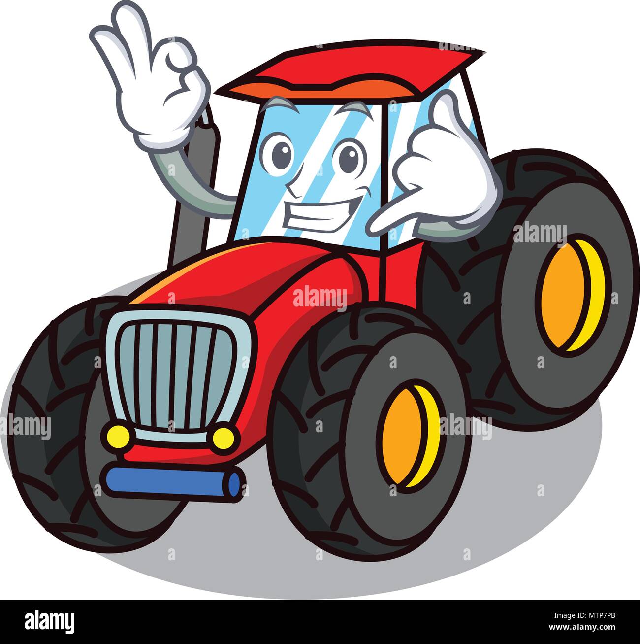 Me Llaman Tractor Mascota Estilo De Dibujos Animados Imagen Vector De