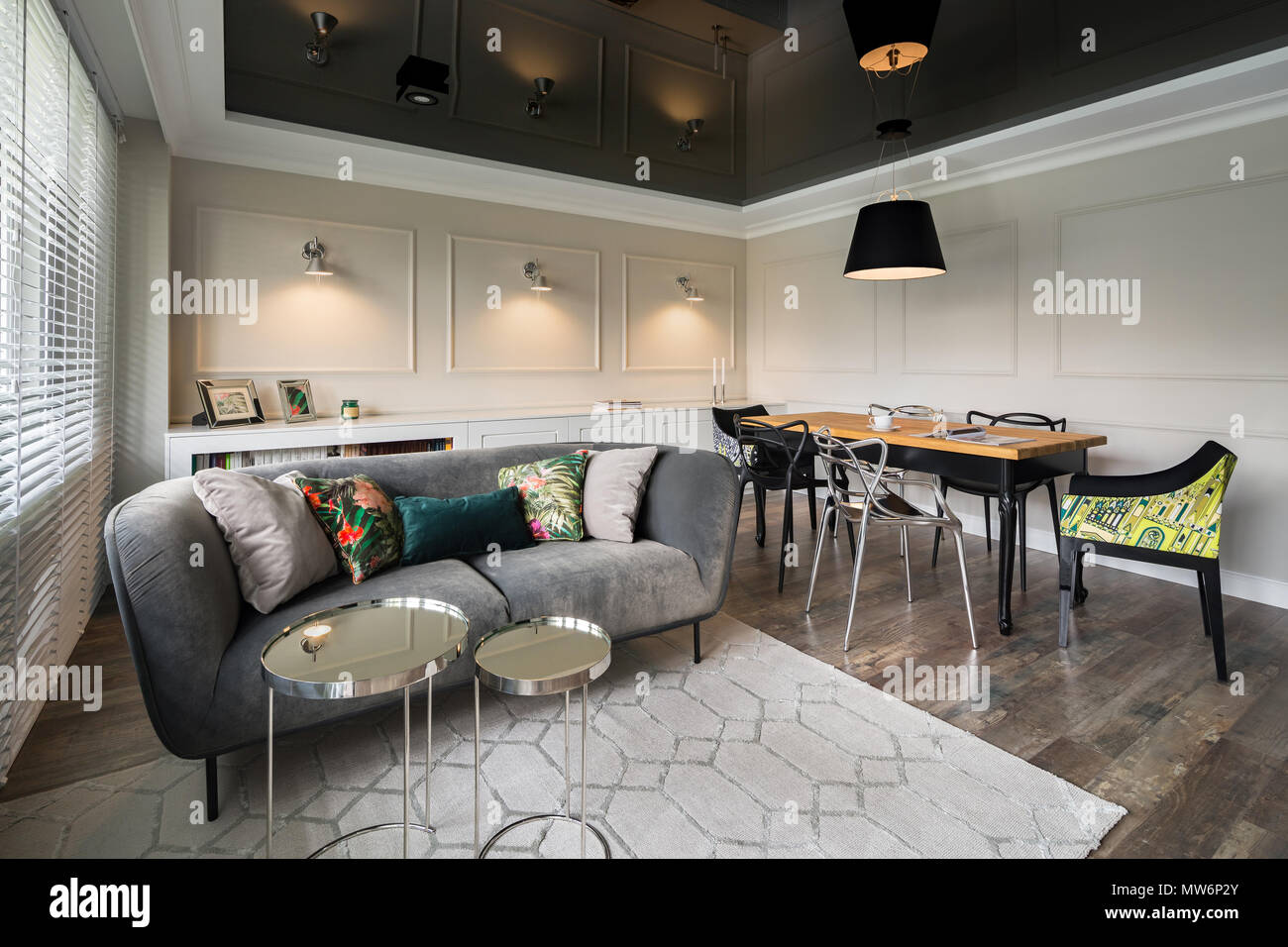 Techo Negro Salon - Idea Sala De Estar