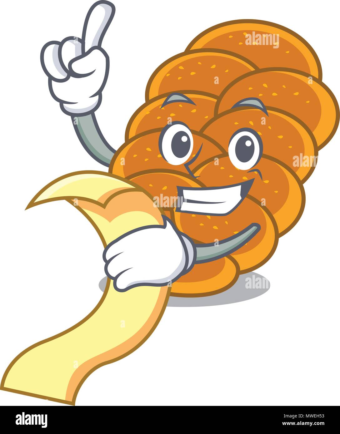 Con El Menú De Jala Mascota Estilo De Dibujos Animados Imagen Vector De