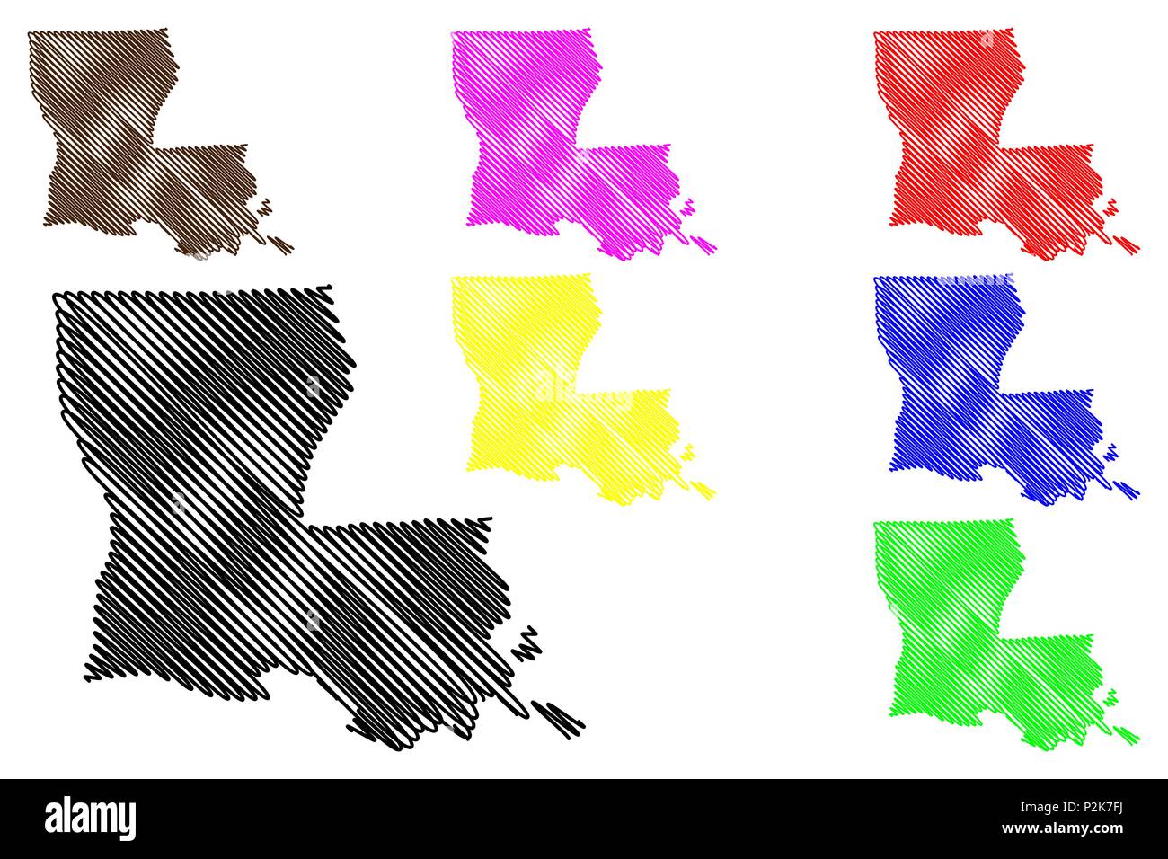 Mapa De Louisiana Ilustración Vectorial Scribble Sketch Louisiana Mapa