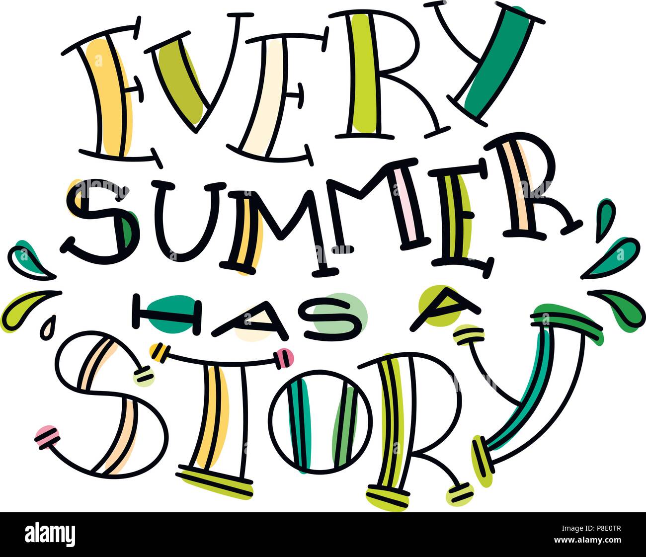 Cada Verano Tiene Su Historia Frase Letras Coloridas Aislado Sobre