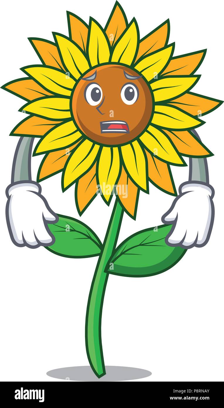 Miedo Girasol Mascota Estilo De Dibujos Animados Imagen Vector De Stock