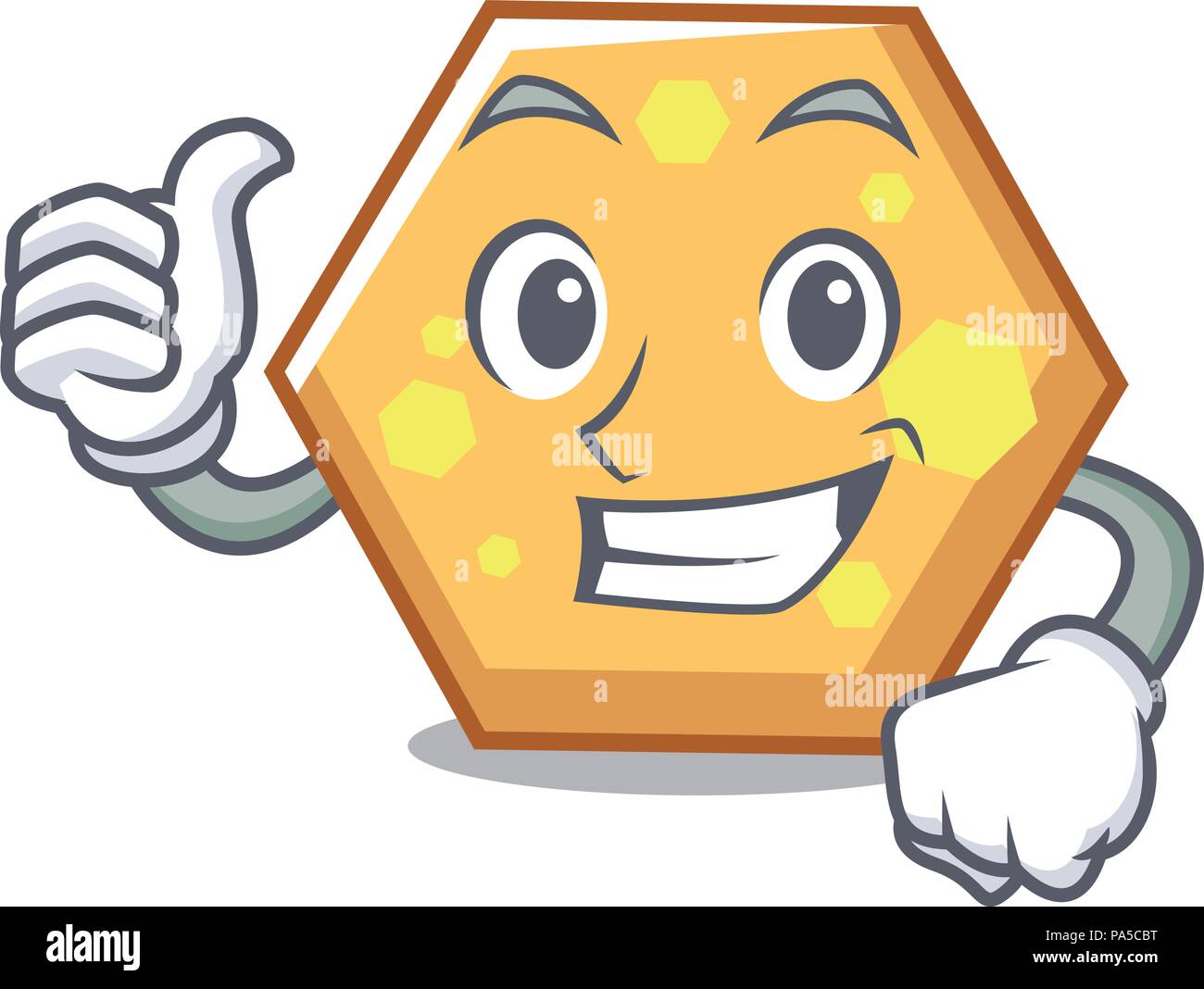 Thumbs up hexagonal cartoon character style ilustración vectorial ...