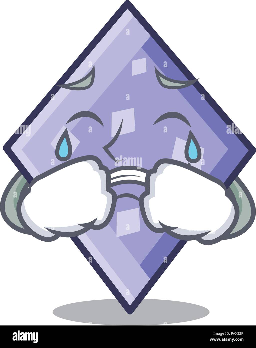 Llorando Rhombus Mascota Estilo De Dibujos Animados Imagen Vector De