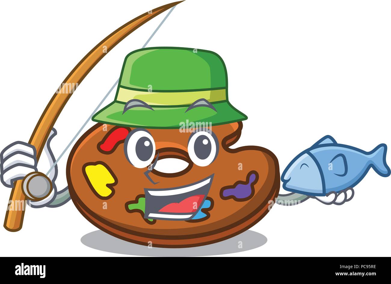 Paleta De Pesca Mascota Estilo De Dibujos Animados Imagen Vector De