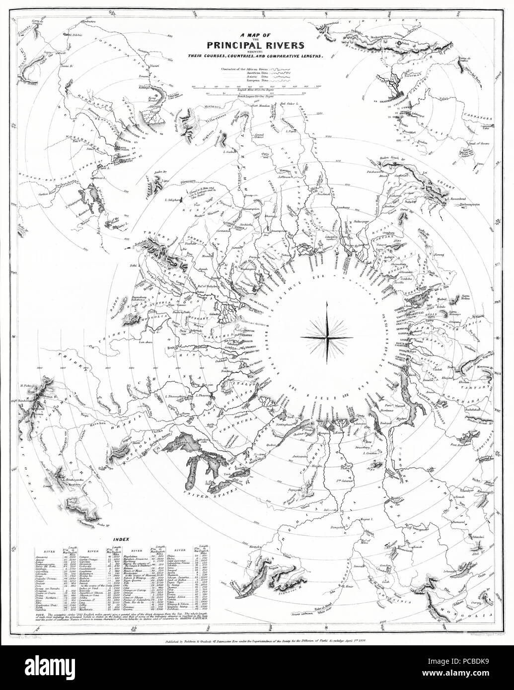 Mapa En Blanco Del Mundo Con Ríos