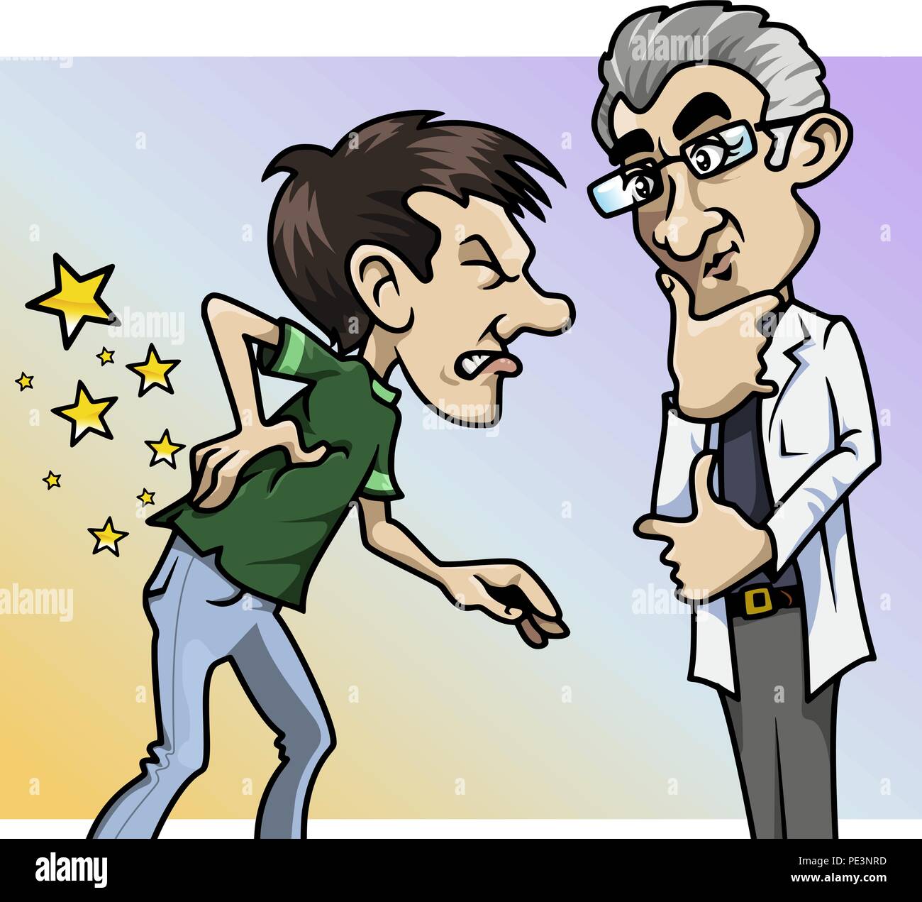 Dibujos animados de estilo ilustración: un paciente con un terrible ... Dibujos animados de estilo ilustración: un paciente con un terrible ...