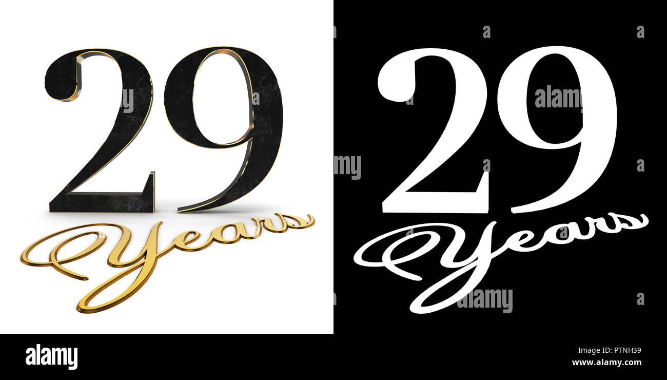 Número veintinueve de oro (número 29) y la inscripción años con sombra ... Número veintinueve de oro (número 29) y la inscripción años con sombra ...