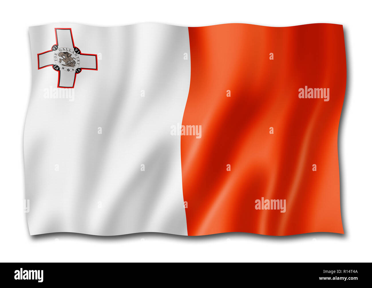 Bandera De Malta Mapa Tridimensional Render Aislado En Blanco Porn