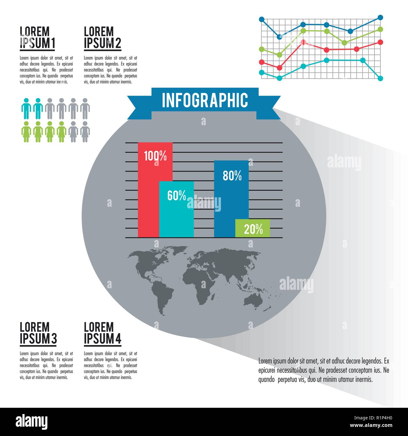 Todo El Mundo Infográfico Con Diagramas De Barras Ilustración Vectorial