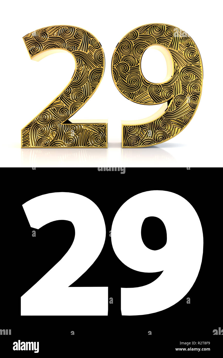 Golden Número veintinueve (29 años) sobre fondo blanco con estilo de ... Golden Número veintinueve (29 años) sobre fondo blanco con estilo de ...