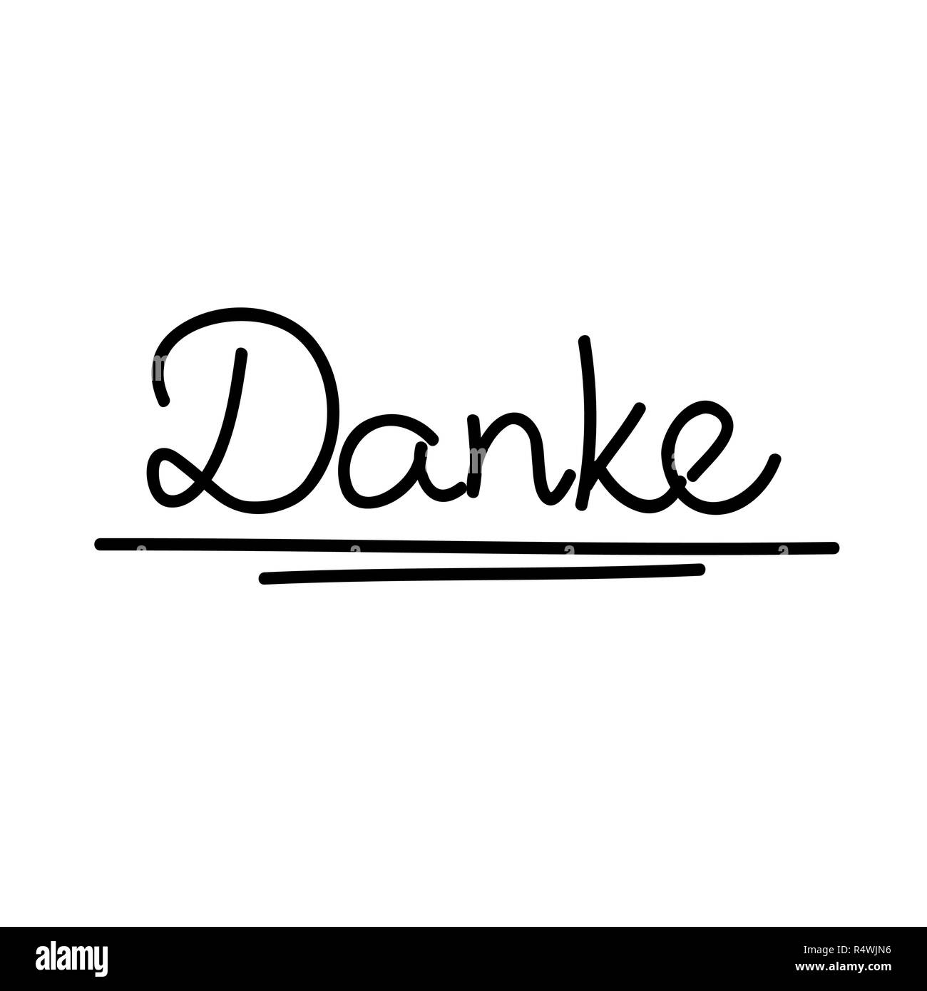 Danke Alemán Traducción De Texto Gracias Caligrafía Dibujada A Mano