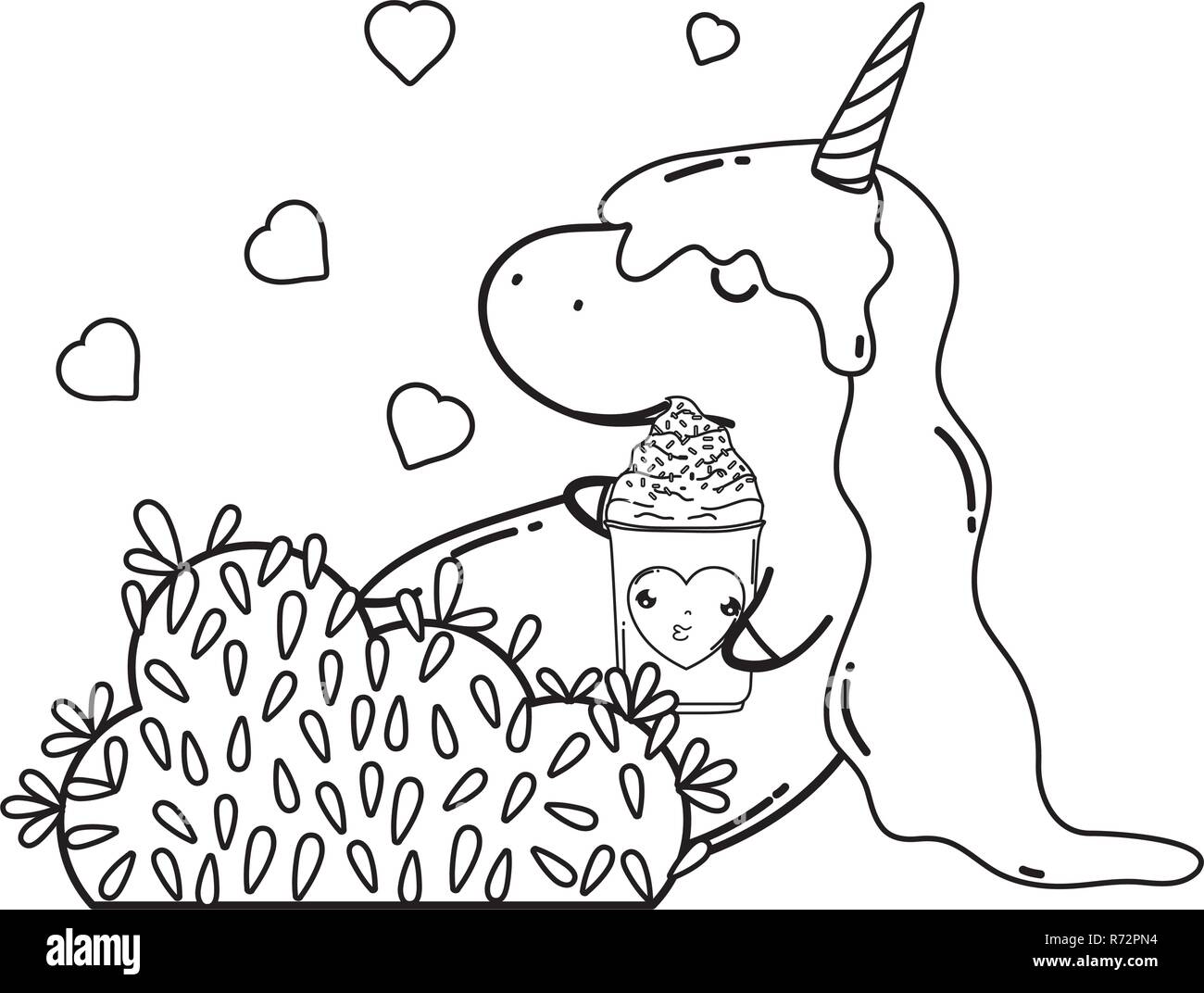 Lindo Unicornio Con Helado Kawaii Imagen Vector De Stock Alamy