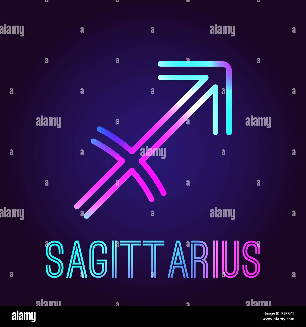 Sagitario Signo Del Zodíaco El Neón Multicolor Insignia Brillante